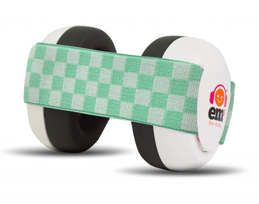 Baby Ear Defenders - White with Mint - Ems for Kids Ear Defenders